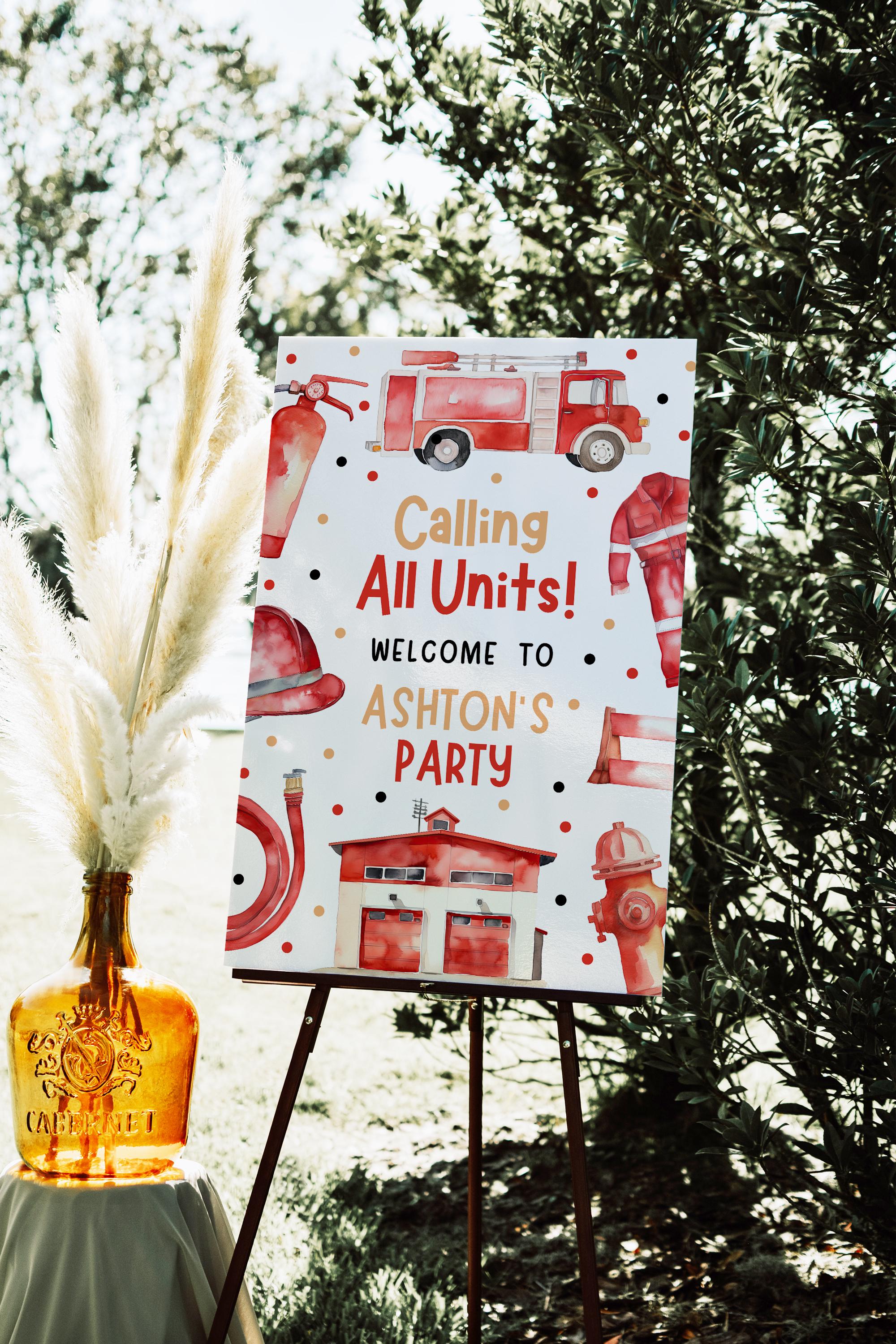 Fire Truck Welcome Sign, Fireman Editable Template Printable Instant ...