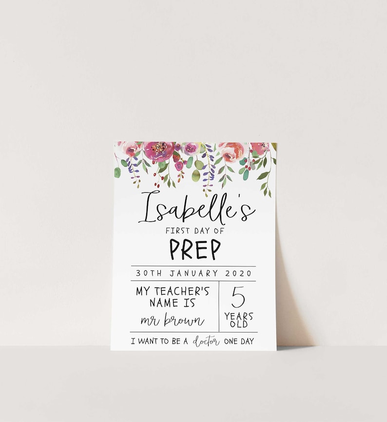 First Day of Prep Sign, Printable First Day Sign, Editable Back to ...