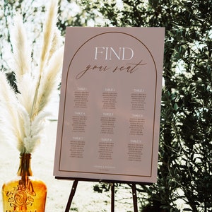 Arch Wedding Seating Chart Template, Modern Seating Chart Board ...