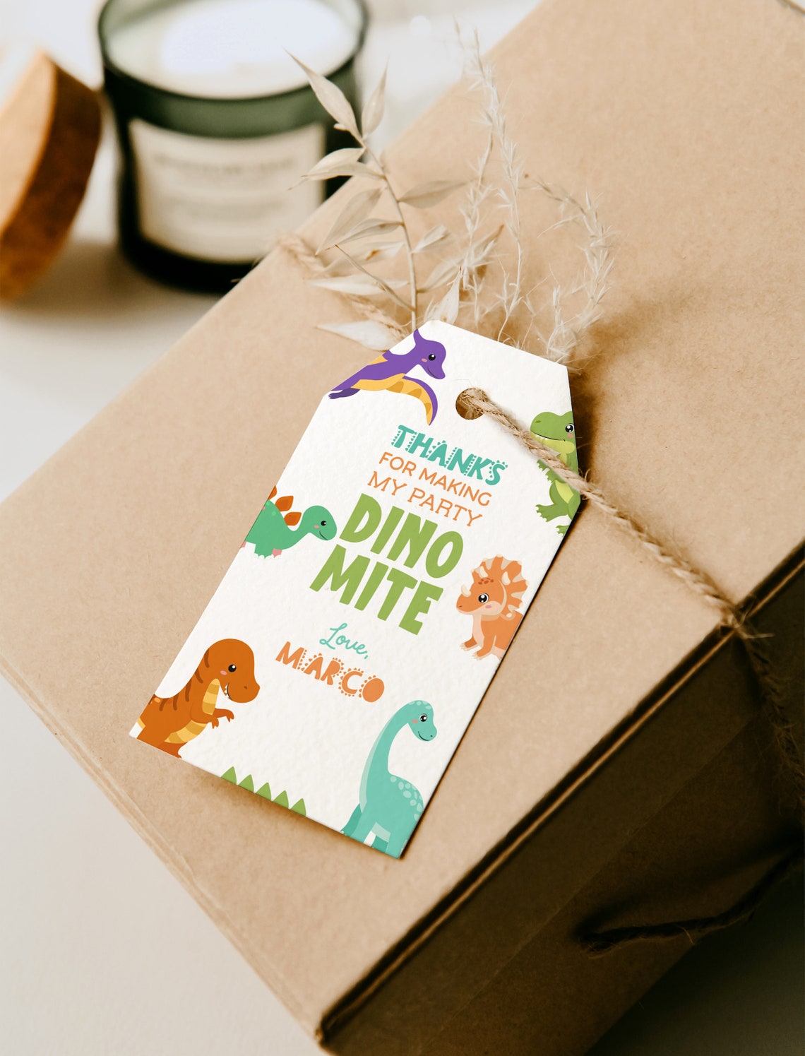 Editable Dinosaur Birthday Favor Tags, Printable Dinosaur Thank You Tag ...