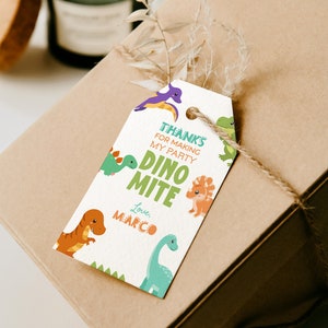 Editable Dinosaur Birthday Favor Tags, Printable Dinosaur Thank You Tag ...
