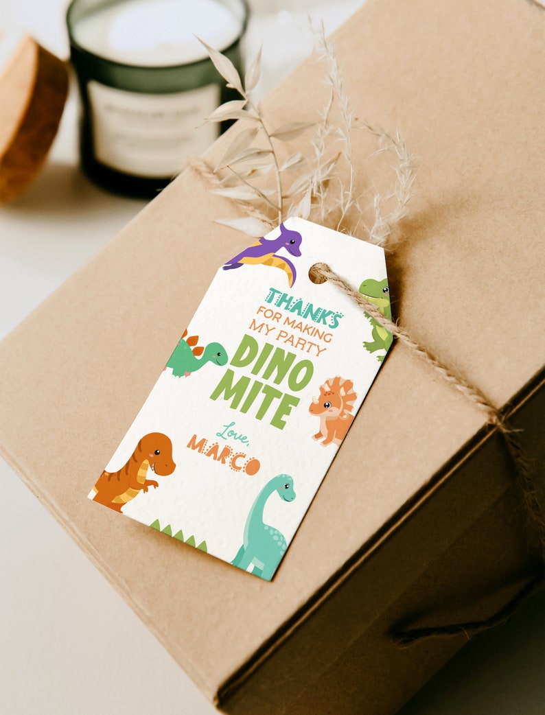 Editable Dinosaur Birthday Favor Tags Printable Dinosaur - Etsy