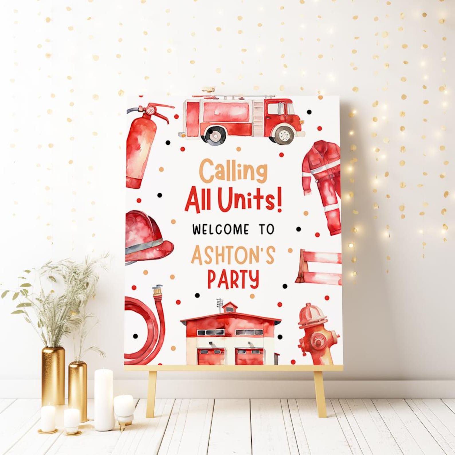 Fire Truck Welcome Sign, Fireman Editable Template Printable Instant ...