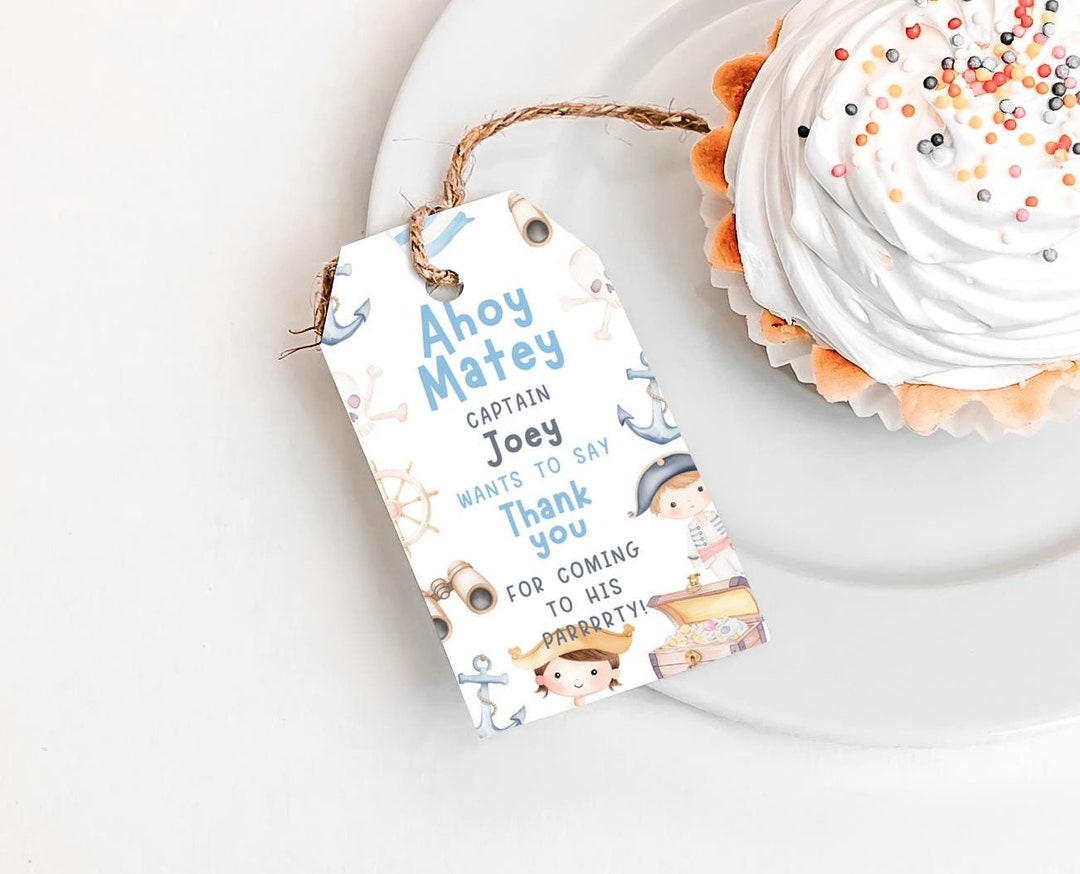 Pirate Thank You Tag, Editable Template Printable Instant Download ...