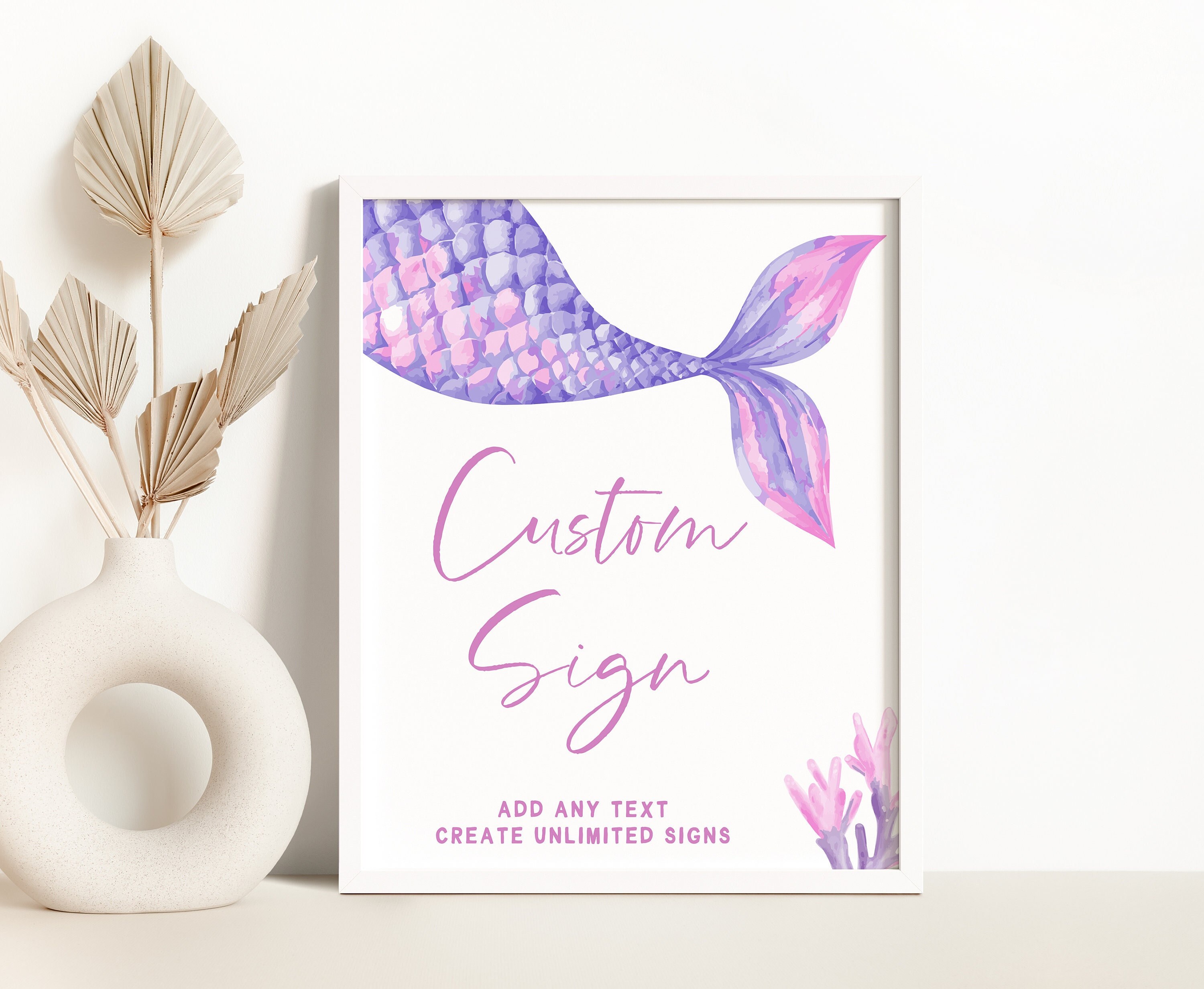 Mermaid Party Sign Custom Text Sign Under the Sea Birthday - Etsy Australia