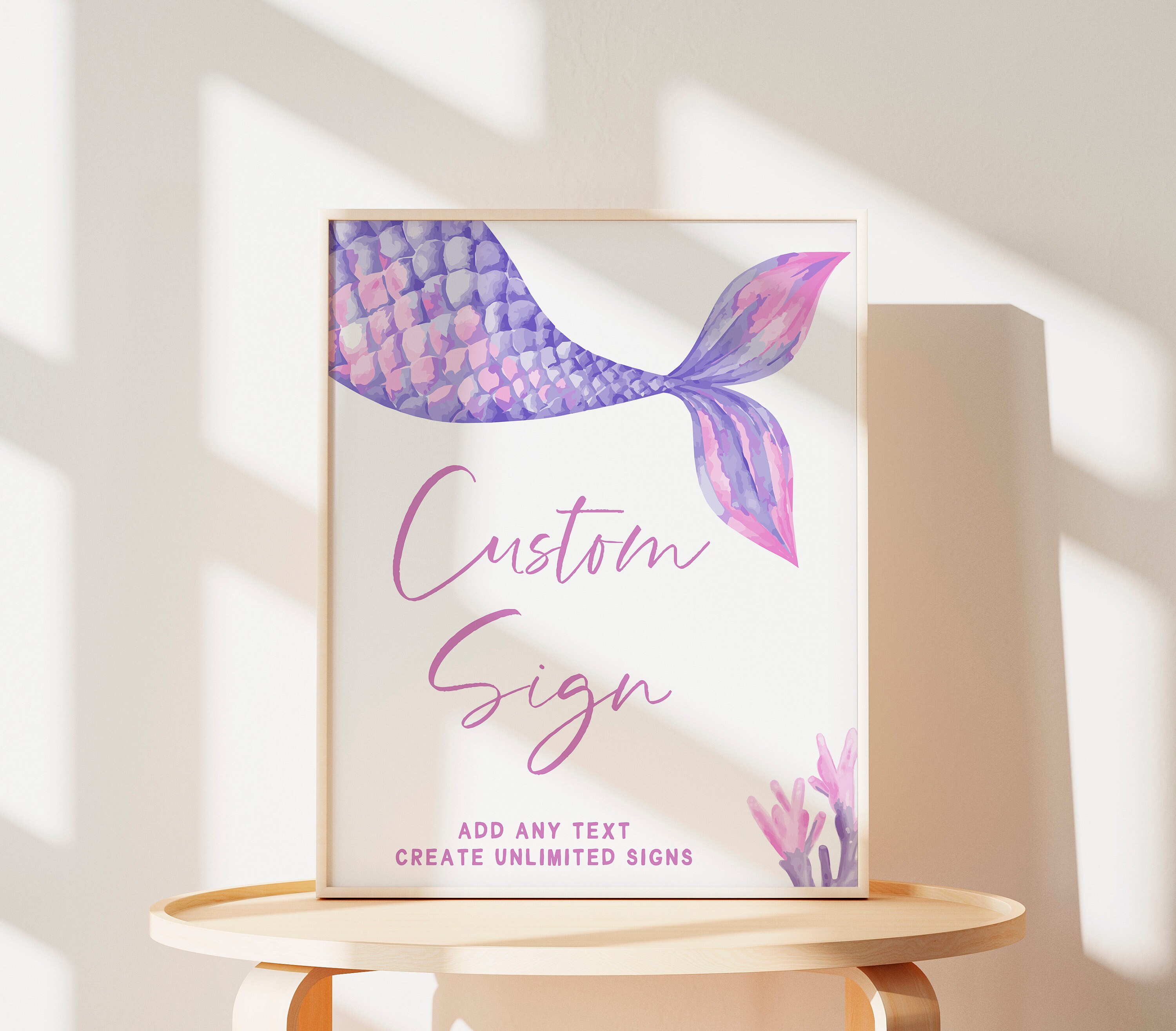 Mermaid Party Sign Custom Text Sign Under the Sea Birthday - Etsy Australia