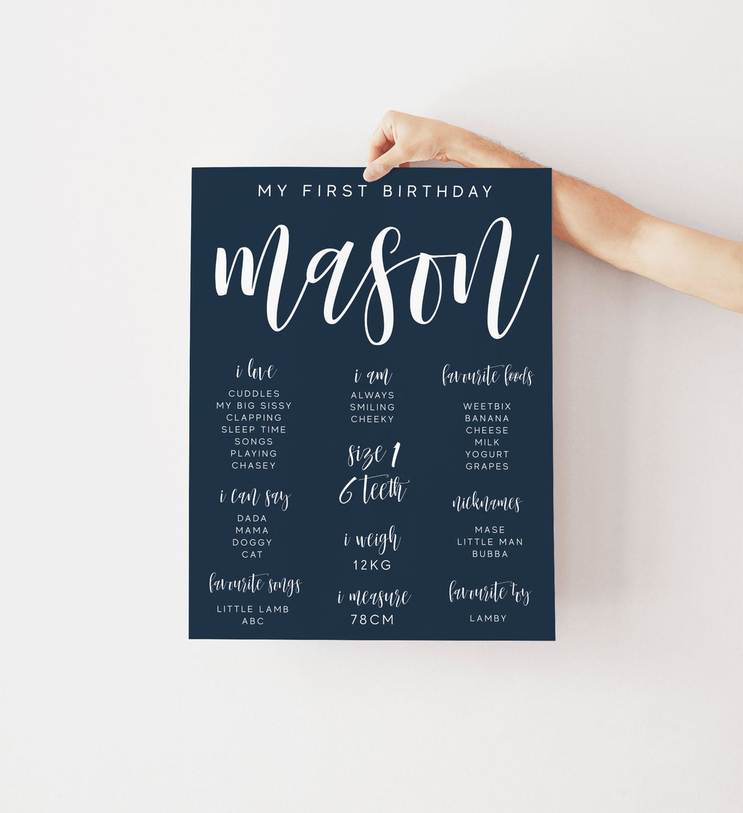 Minimal First Birthday Milestone Board Template, Minimalist Milestone ...