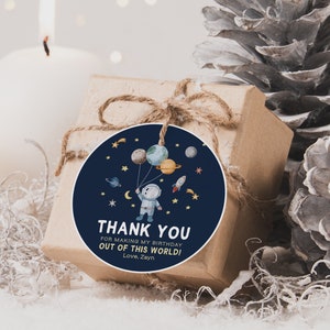Editable Outer Space Favor Tags Space Birthday Thank You Tag Label ...
