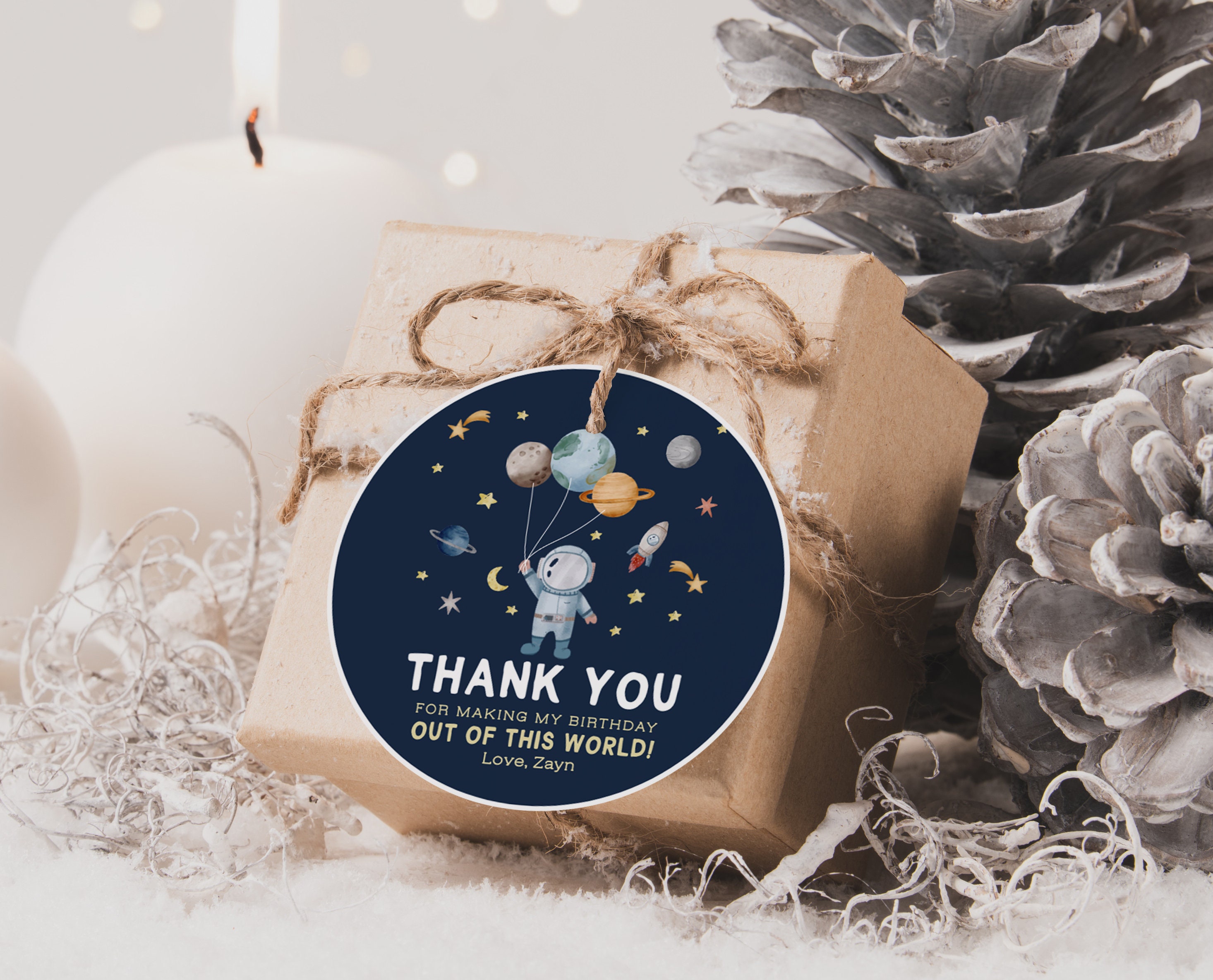 Editable Outer Space Favor Tags Space Birthday Thank You Tag Label ...