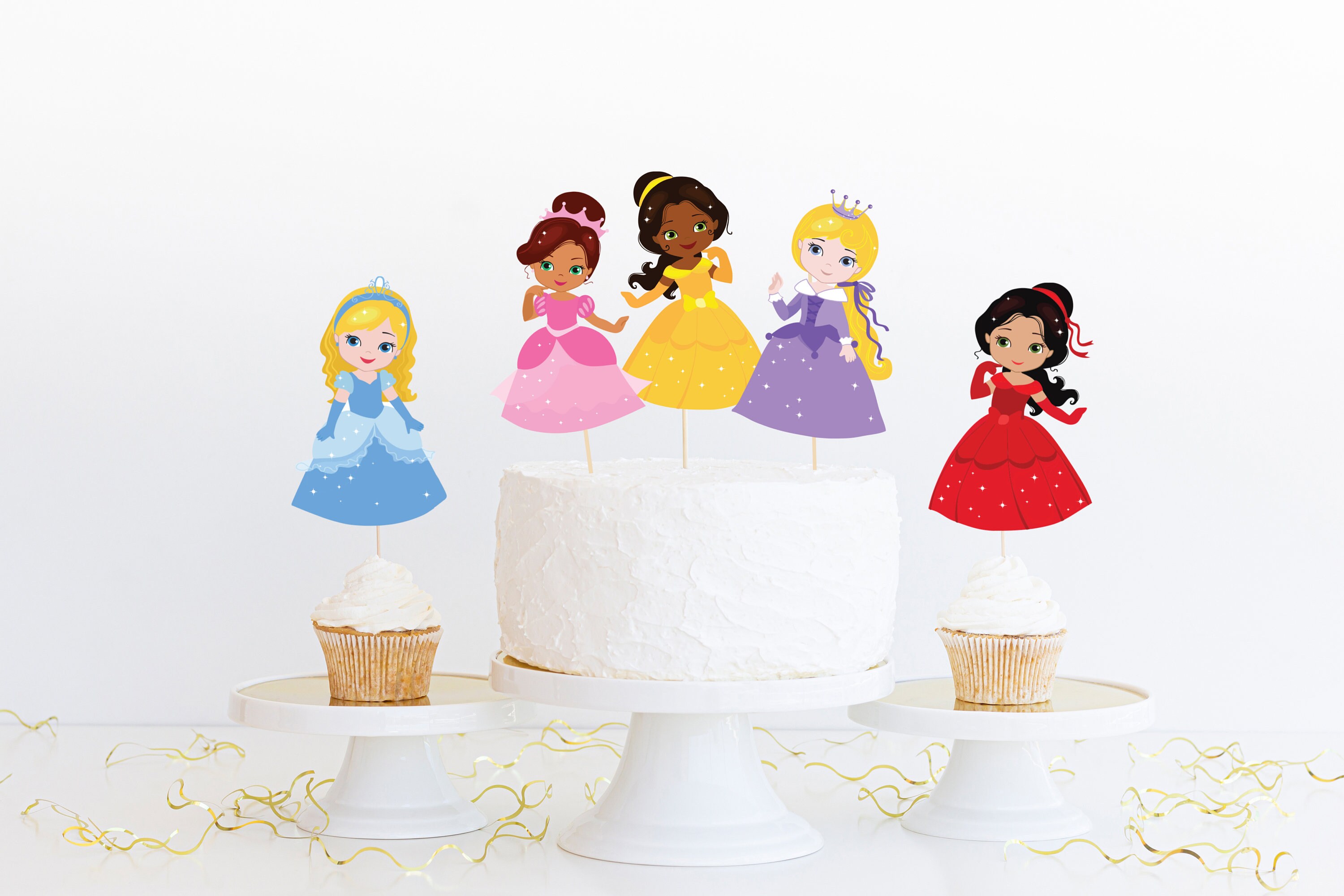 Princess Cake Topper Bundle, Printable Instant Download Centrepiece Set ...