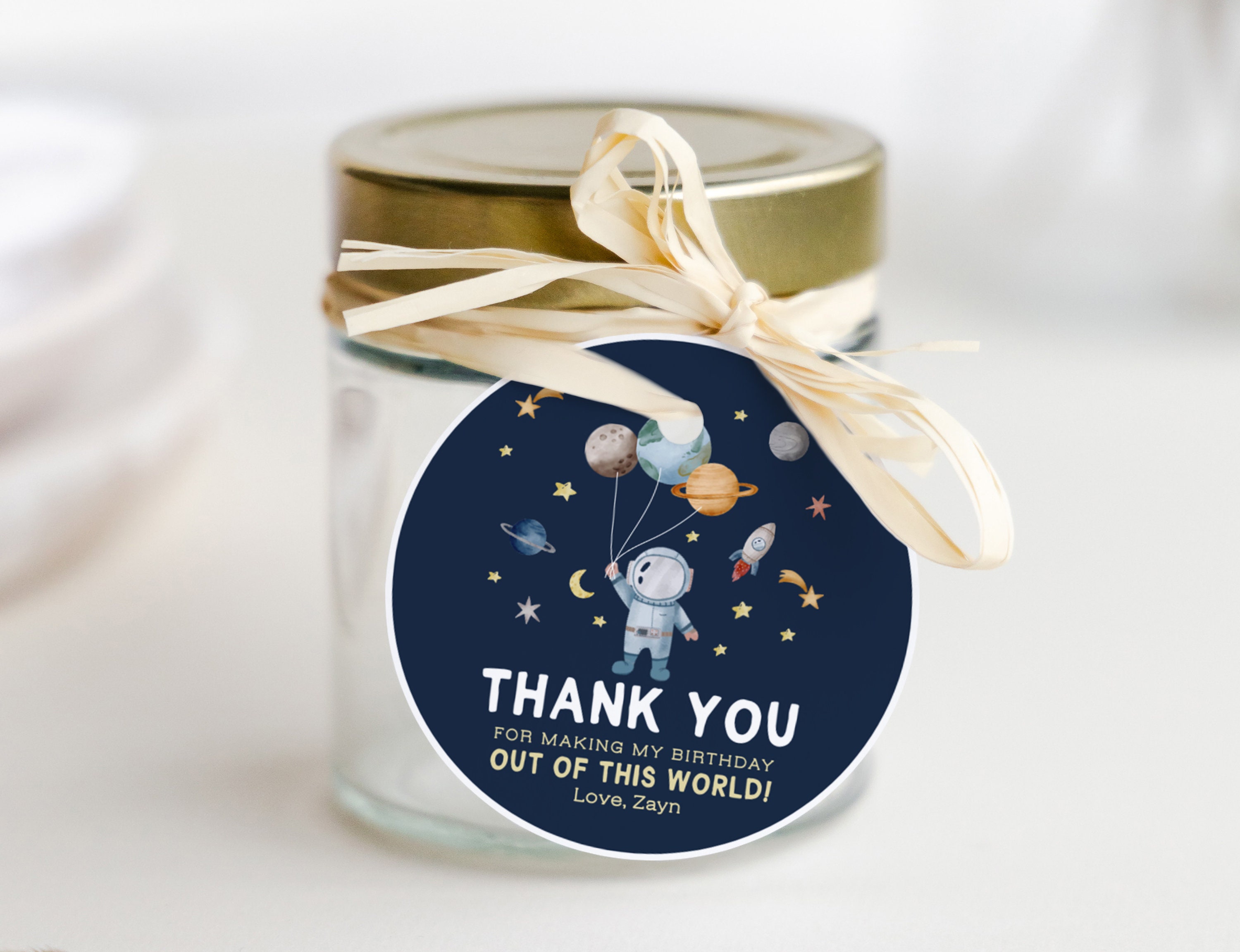 Editable Outer Space Favor Tags Space Birthday Thank You Tag Label ...
