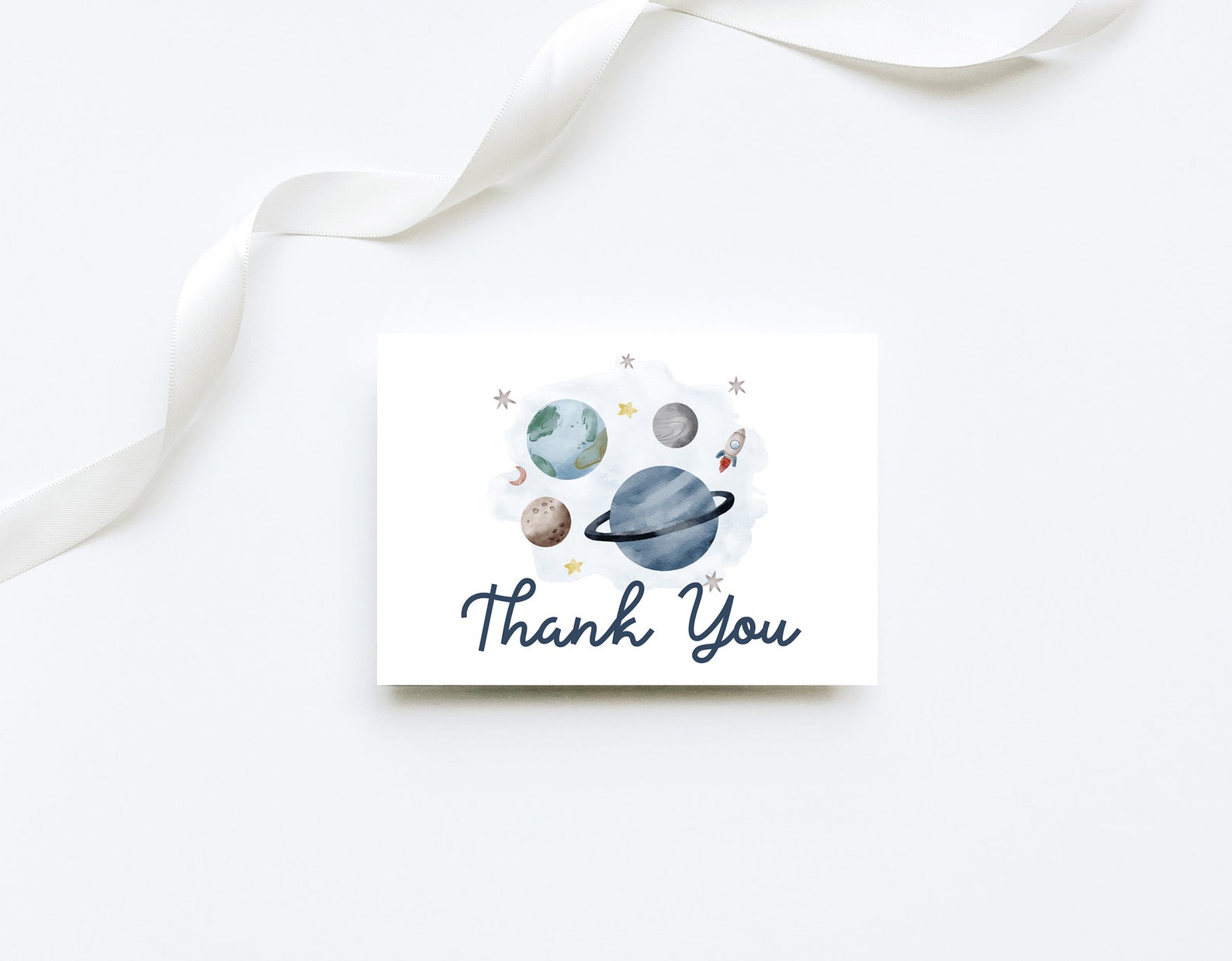 Editable Space Birthday Thank You Card Astronaut Planets to the Moon ...