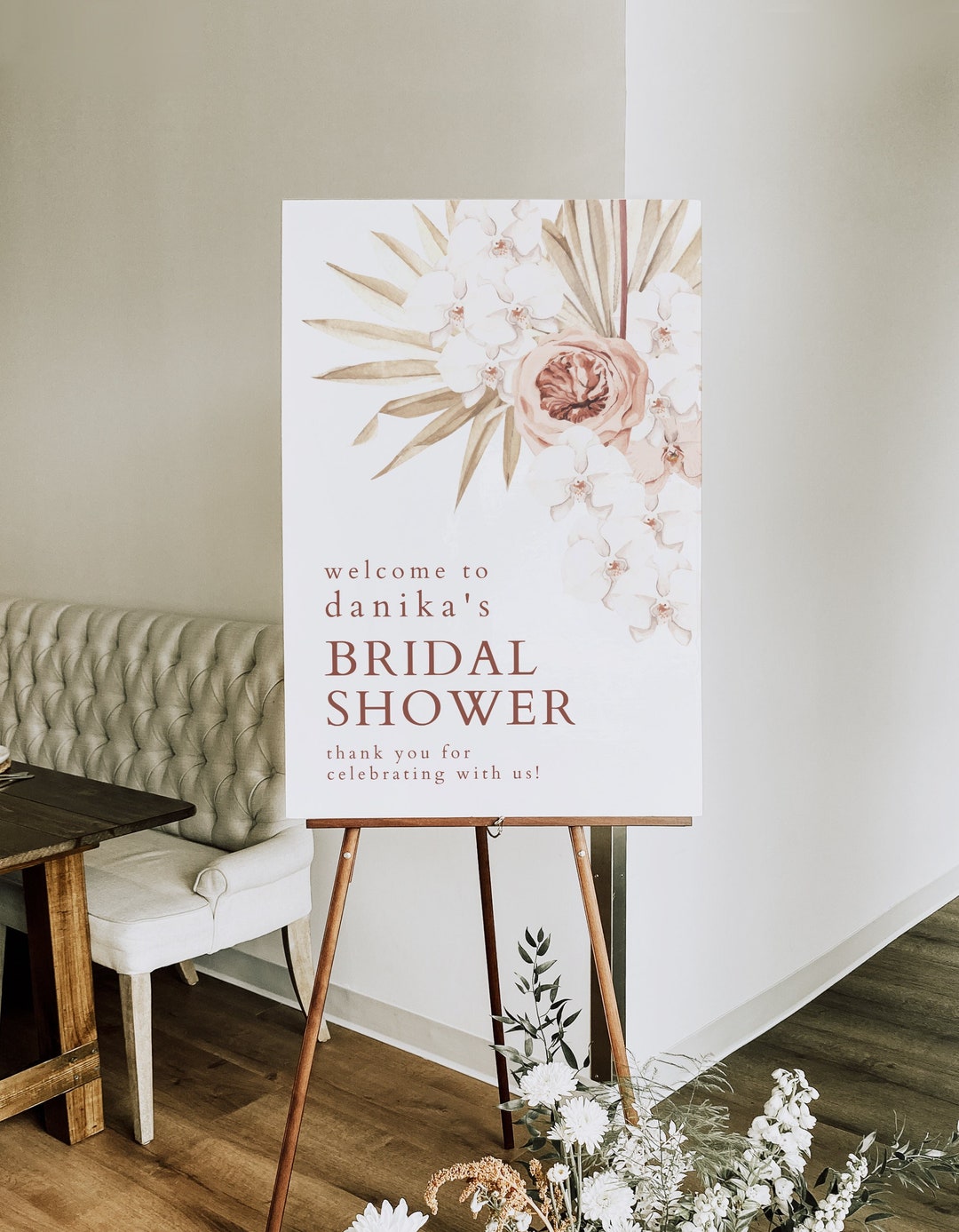 Bridal Shower Welcome Sign, Bridal Sign Printable, Dusty Blush Floral ...