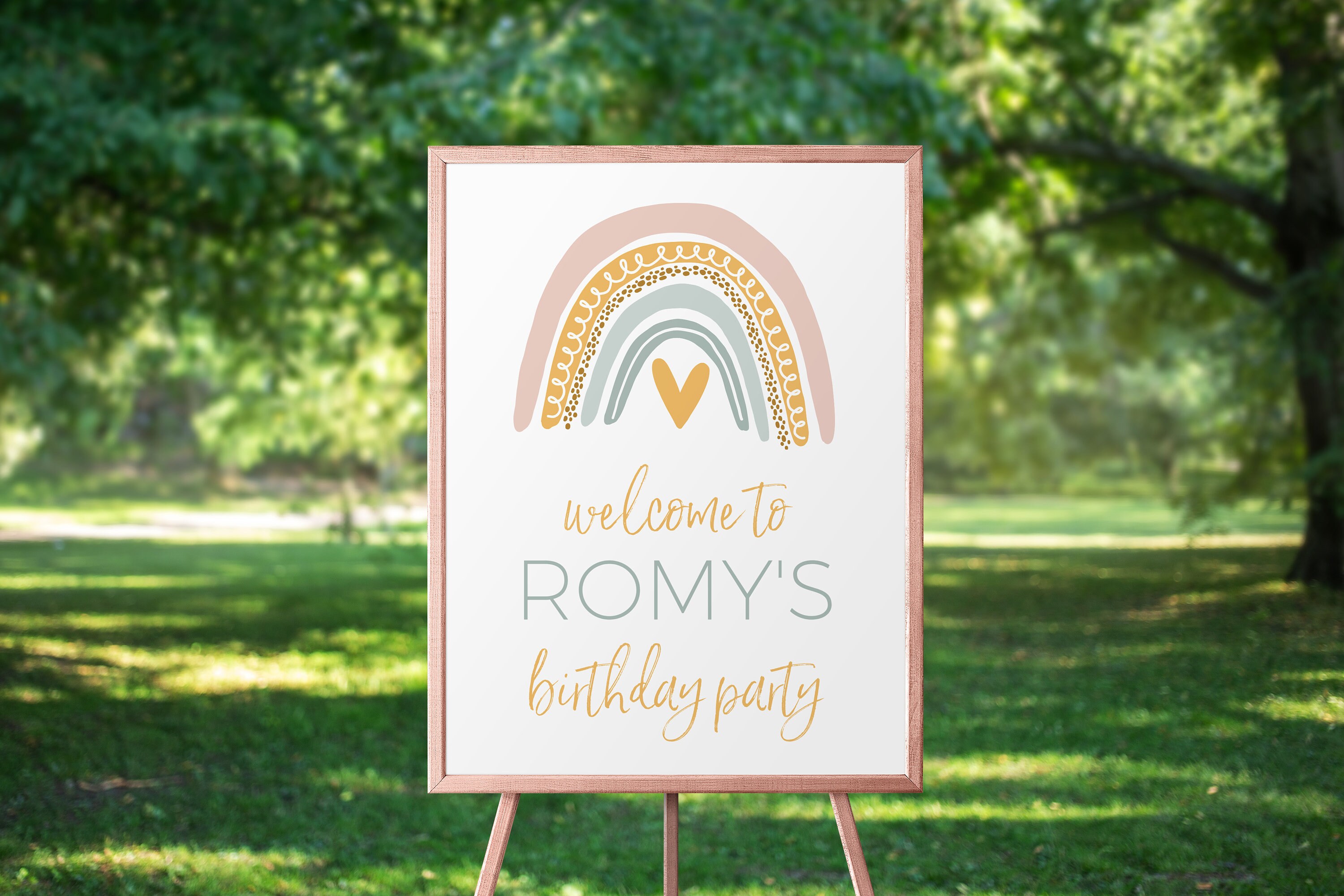 Boho Rainbow Birthday Welcome Sign, Girls Party Poster Editable ...