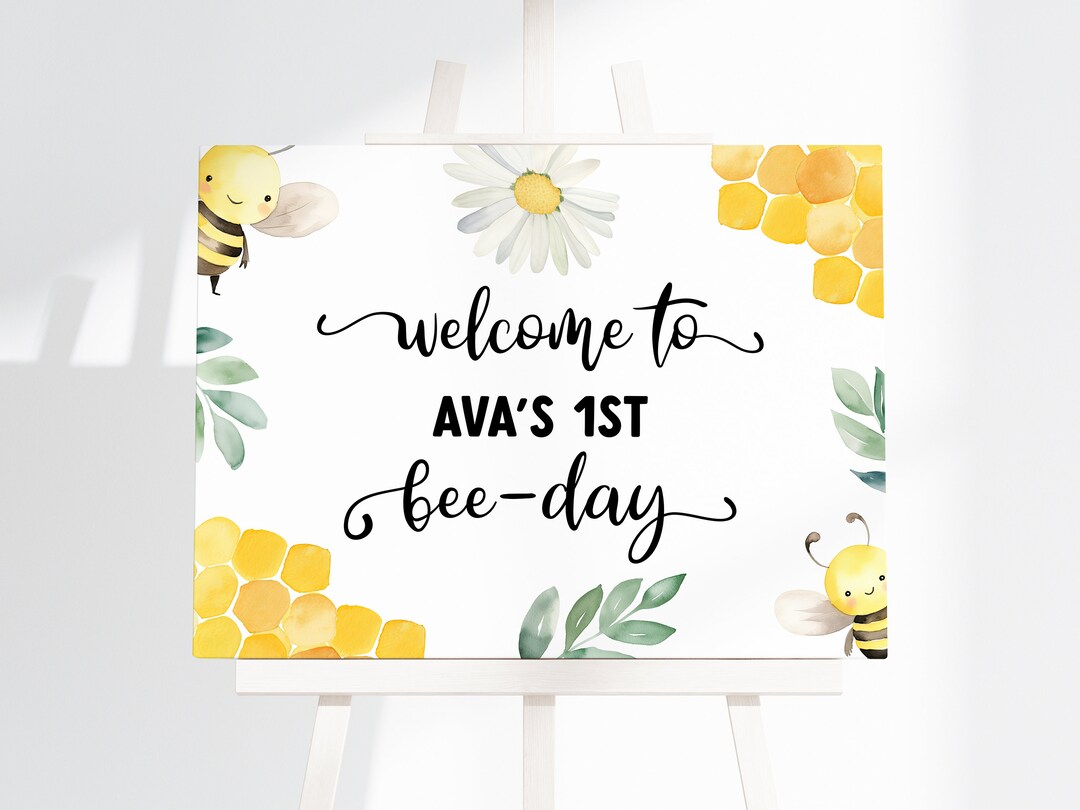 Honey Bee Welcome Sign, Editable Template Printable Instant Download ...