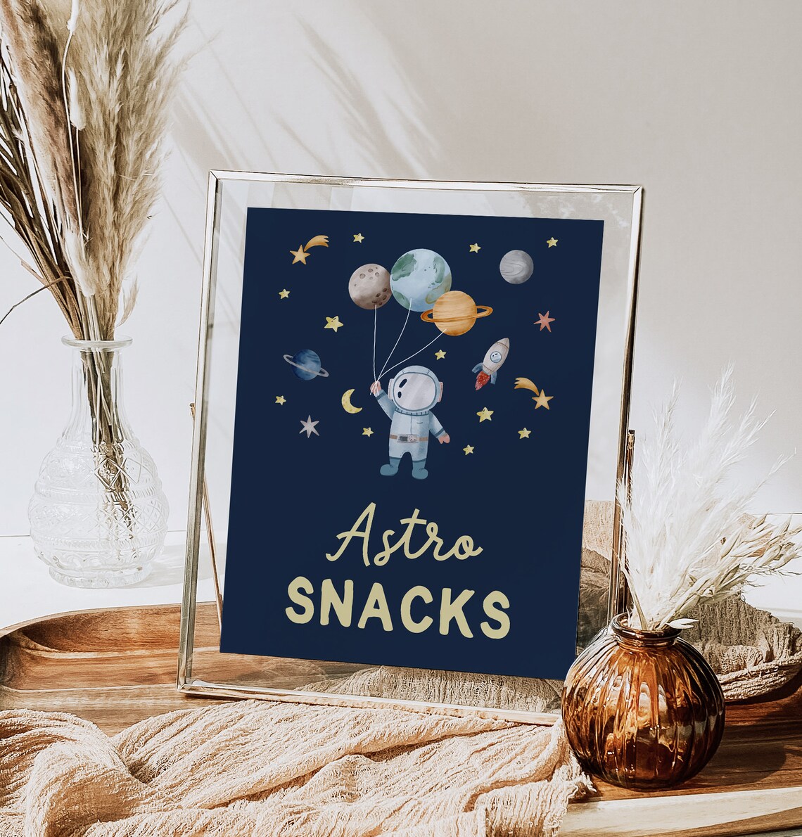 Astro Snacks Space Party Sign Outer Space Birthday Sign Astronaut ...