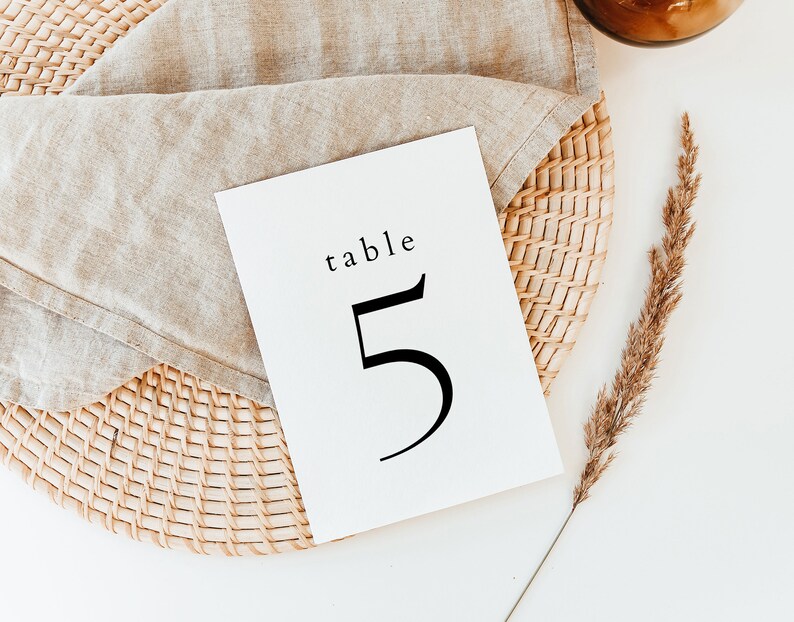 Editable Table Numbers Printable Template Modern Minimalist - Etsy