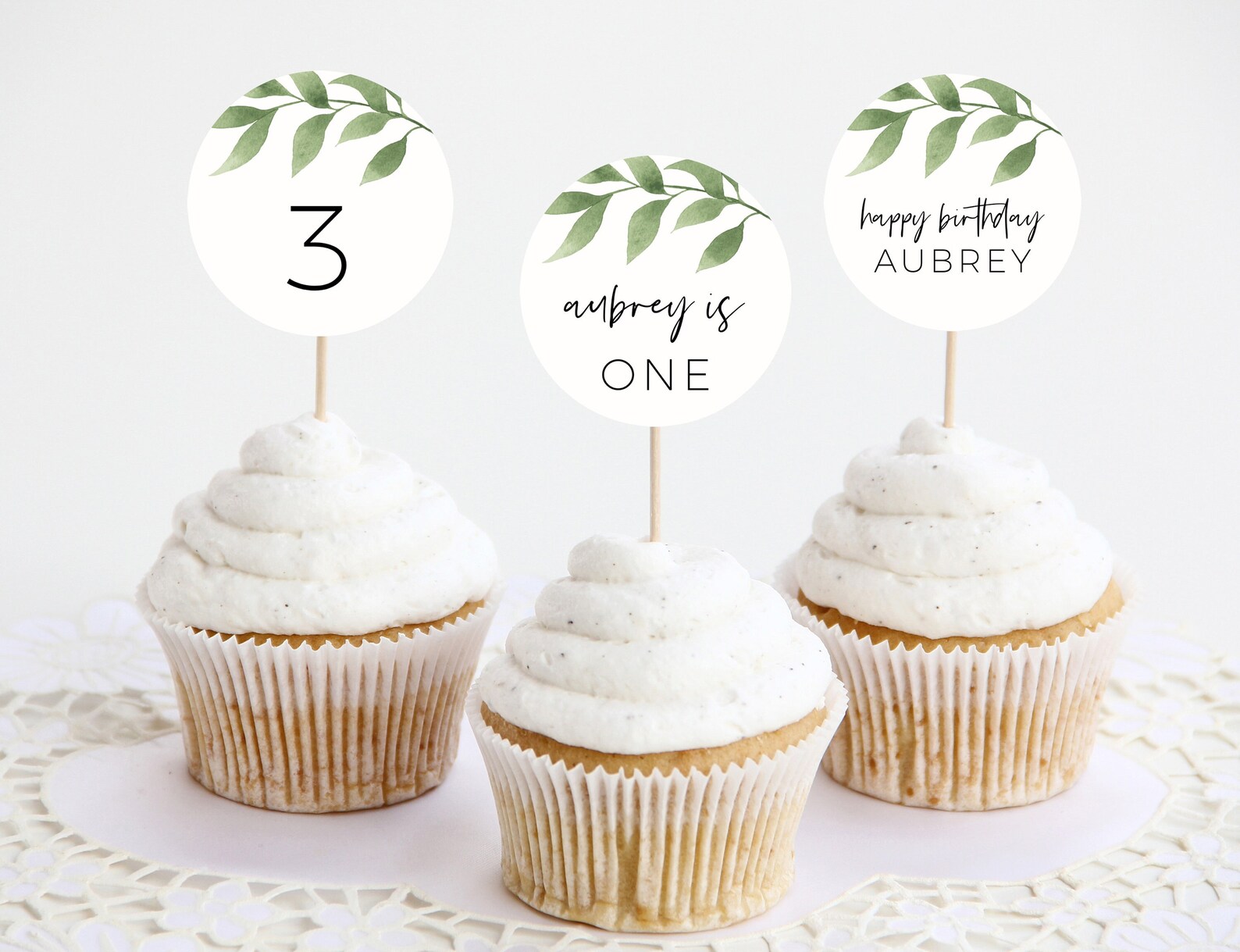 Editable Cupcake Toppers Printable Greenery Cupcake Topper - Etsy Australia