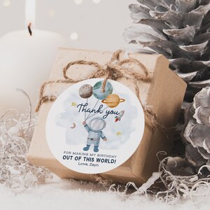 Editable Outer Space Favor Tags Space Birthday Thank You Tag Label ...