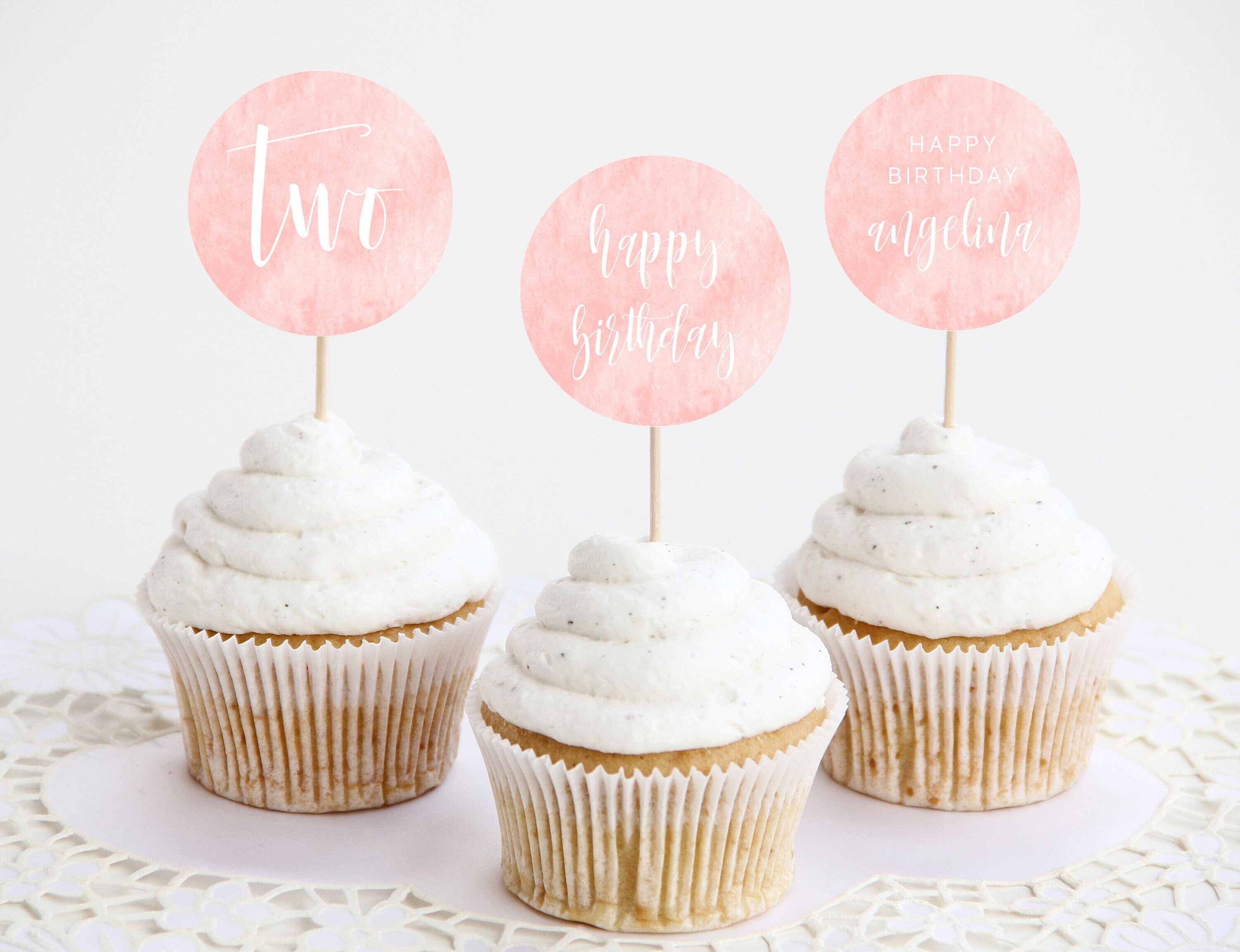 Editable Cupcake Toppers Printable Watercolor Cupcake Topper - Etsy ...