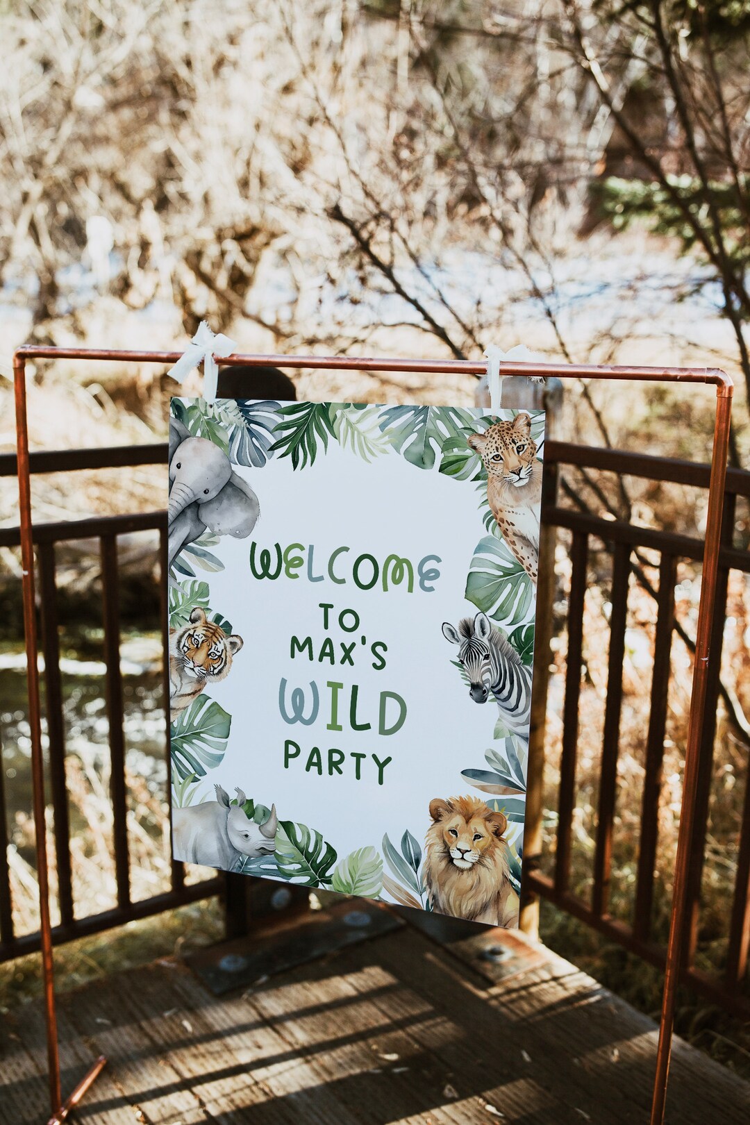 Safari Welcome Sign for Boys, Kids Wild Animals Party Editable Template ...