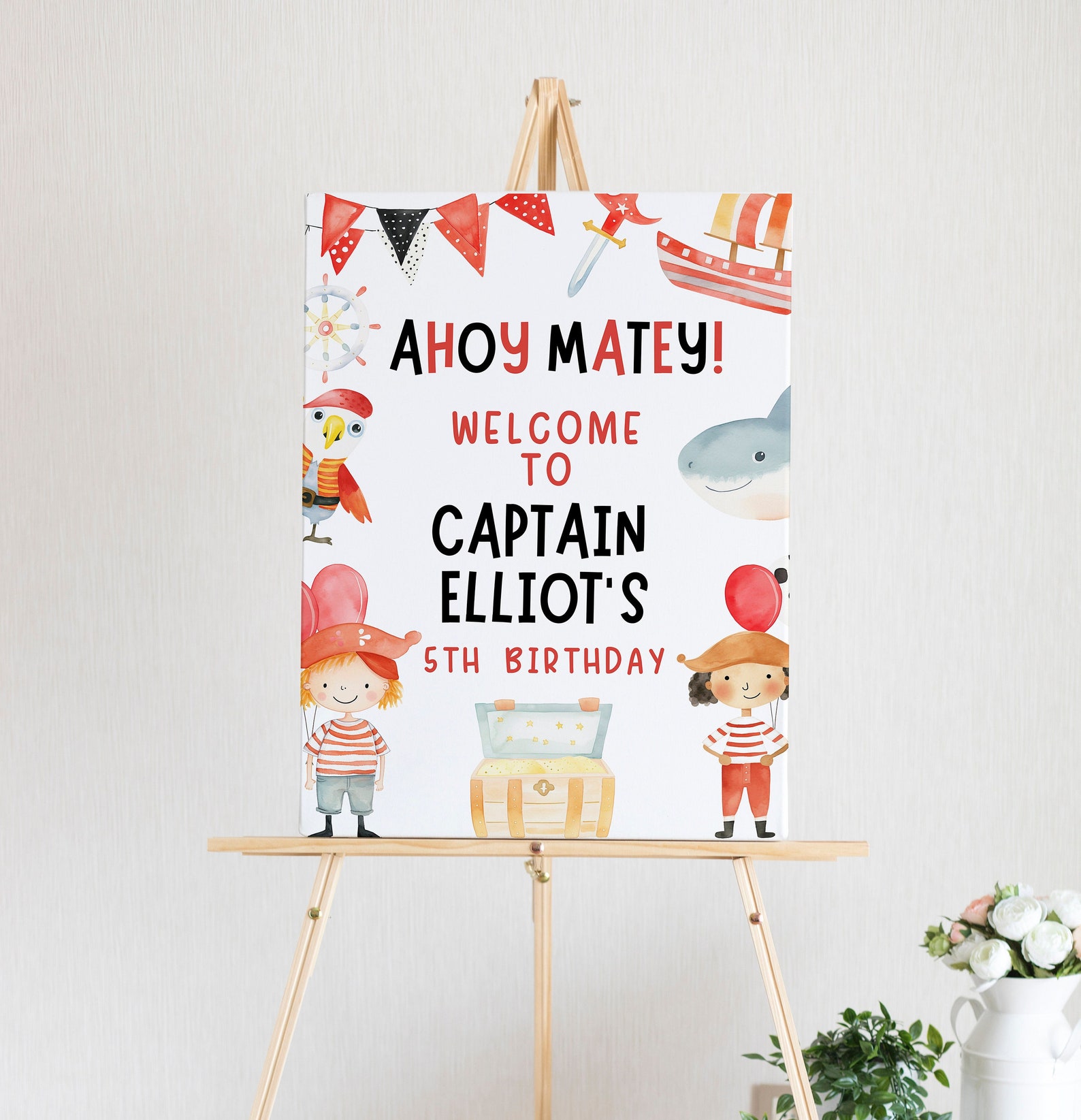 Pirate Welcome Sign, Editable Template Printable Instant Download ...