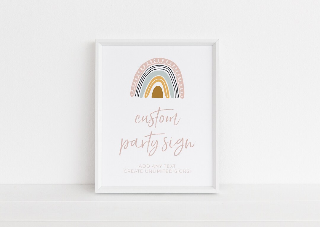 Rainbow Custom Party Sign INSTANT DOWNLOAD Printable Birthday Party ...