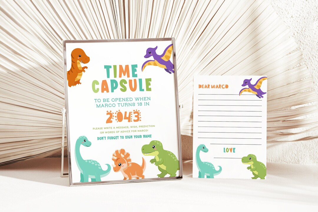 Time Capsule Printable Instant Download, Dinosaur Prehistoric Party ...