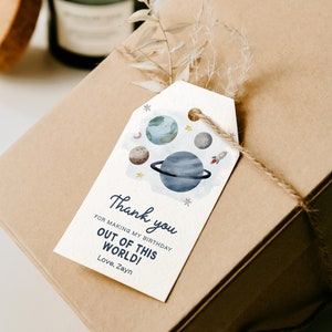 Editable Outer Space Favor Tags Space Birthday Thank You Label ...