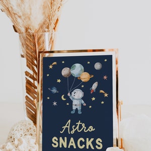 Astro Snacks Space Party Sign Outer Space Birthday Sign Astronaut ...