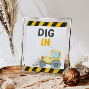 Dig in Construction Birthday Sign, Food Table Sign, Construction Truck ...