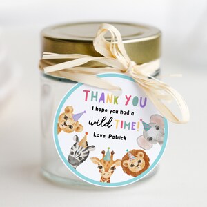 Editable Party Animals Favor Tags, Wild One Safari Thank You Tag, Zoo ...