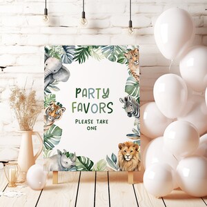 Safari Table Sign Party Favors, 8x10 Editable Printable DIY Jungle ...