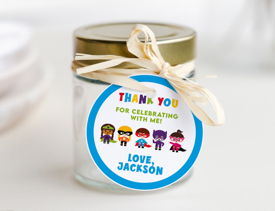 Superhero Favor Tag Template, Instant Download Printable Circle Thank ...