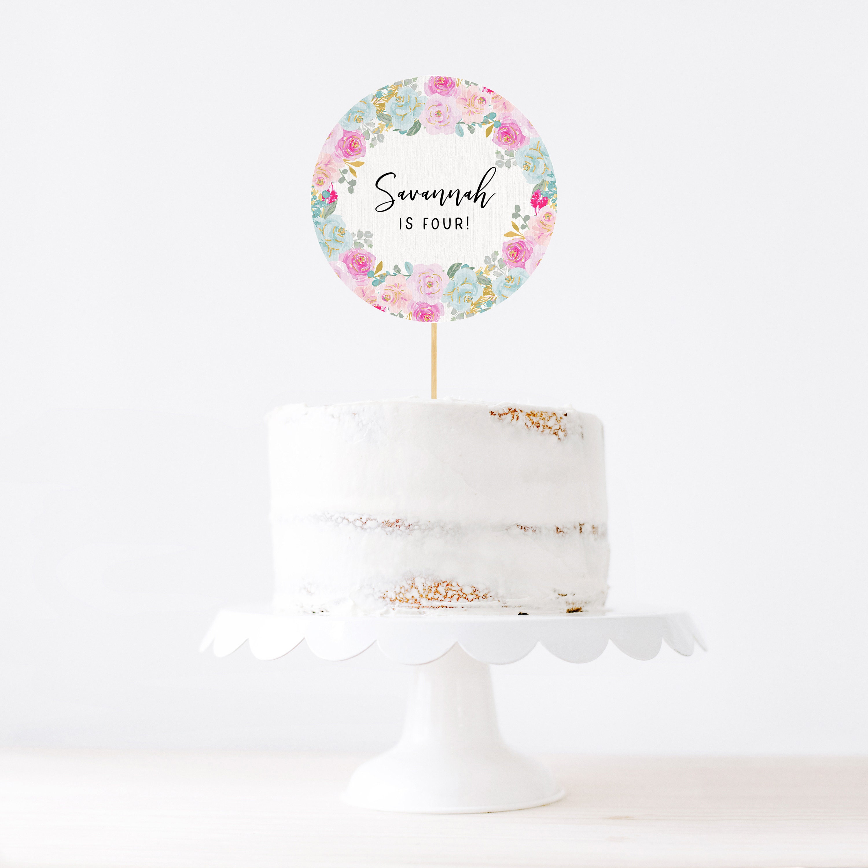 Editable Cake Topper Template Printable Princess Party Pink - Etsy ...