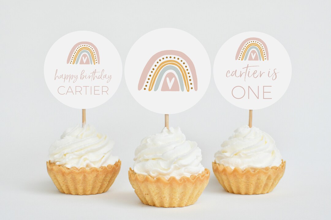 Editable Cupcake Toppers, Printable Rainbow Cupcake Topper Template ...