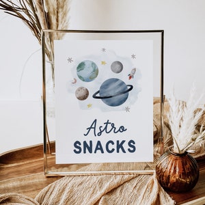 Astro Snacks Space Party Sign Outer Space Birthday Sign Astronaut ...
