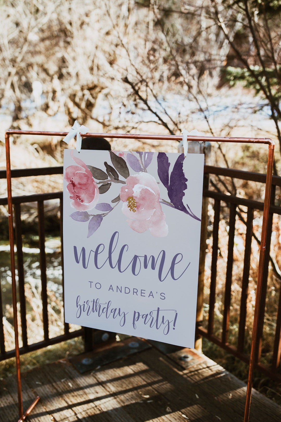 Peony Welcome Sign, Floral Watercolor Editable Birthday Template ...
