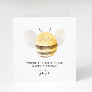 Bee Birthday Card, Editable Template Printable Watercolor Bee's Knees ...
