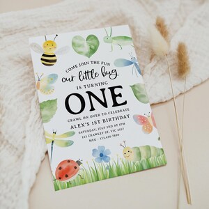 Editable Bug Birthday Invitation, Insect Party Little Bug Outdoor ...