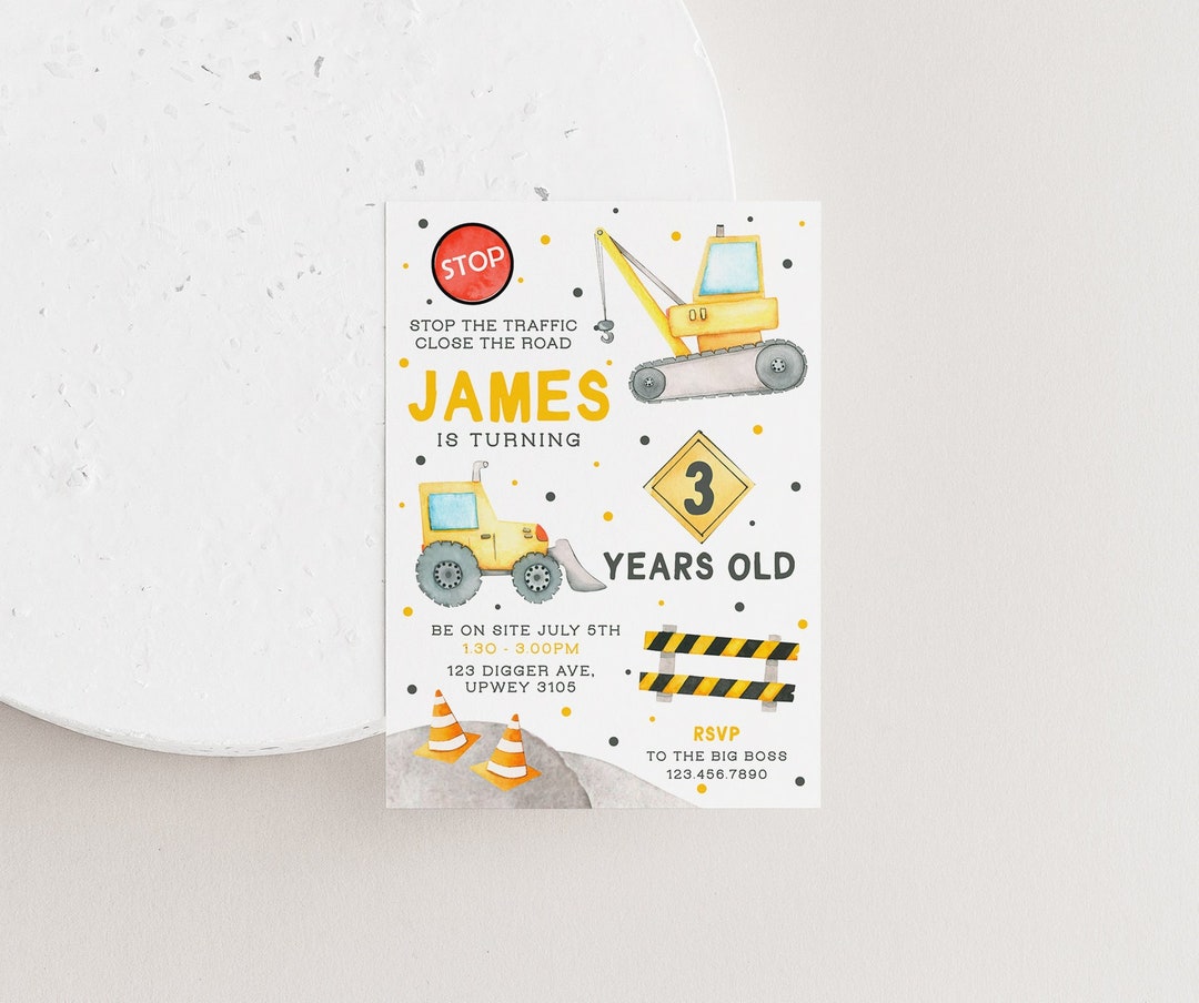 Editable Construction Invitation Construction Birthday Invitation, Dump ...