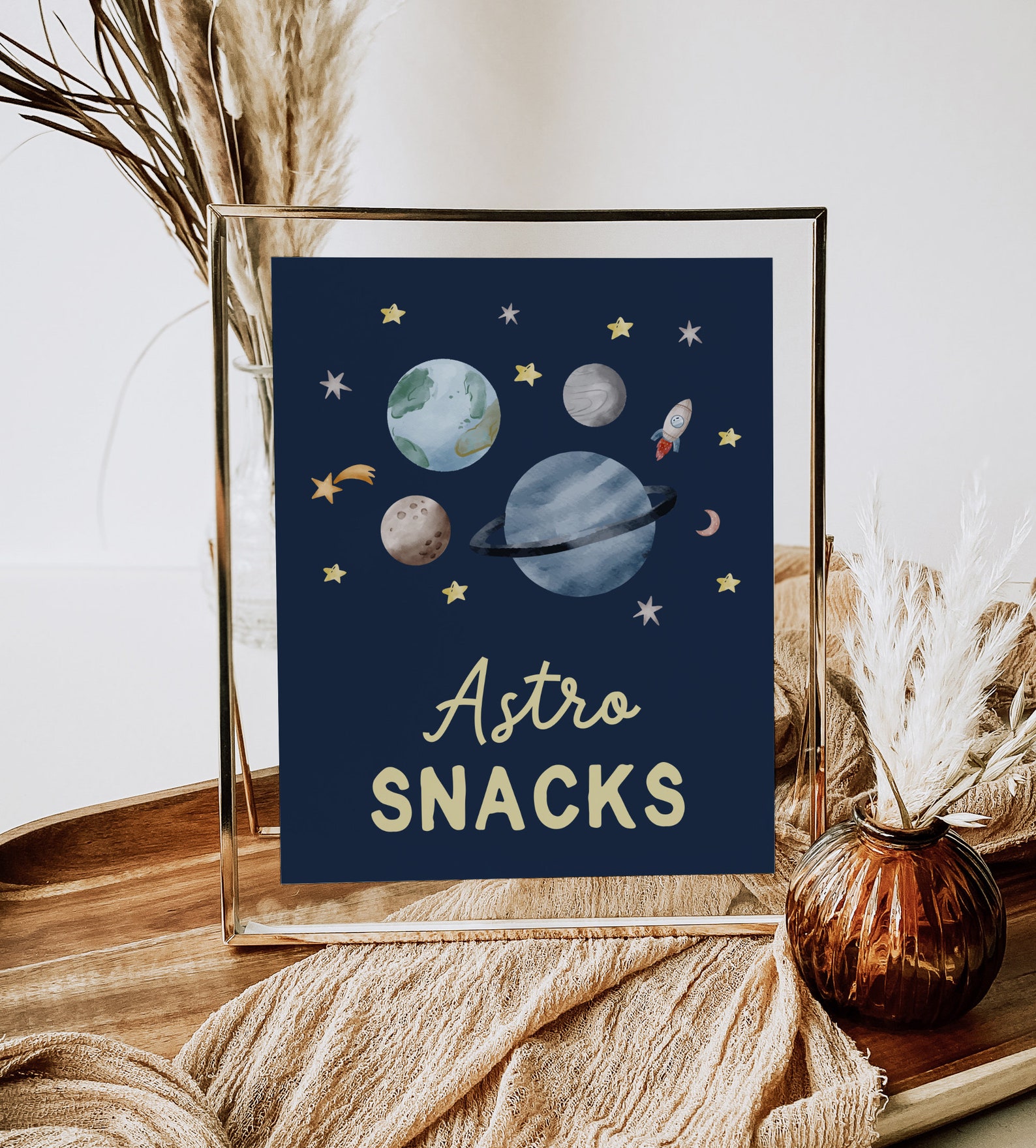 Astro Snacks Space Party Sign Outer Space Birthday Sign Astronaut ...