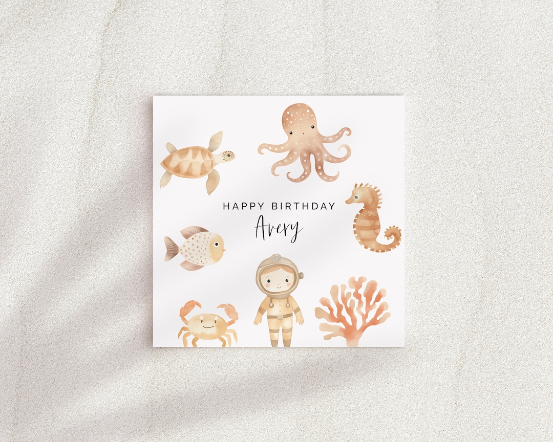 Ocean Card Template, DIY Printable Under the Sea Editable Birthday Fish ...