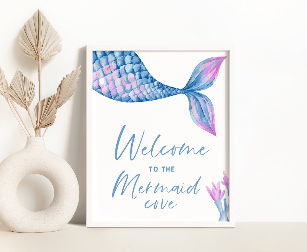 Mermaid Party Sign Welcome Mermaids Birthday Party Sign Under the Sea ...