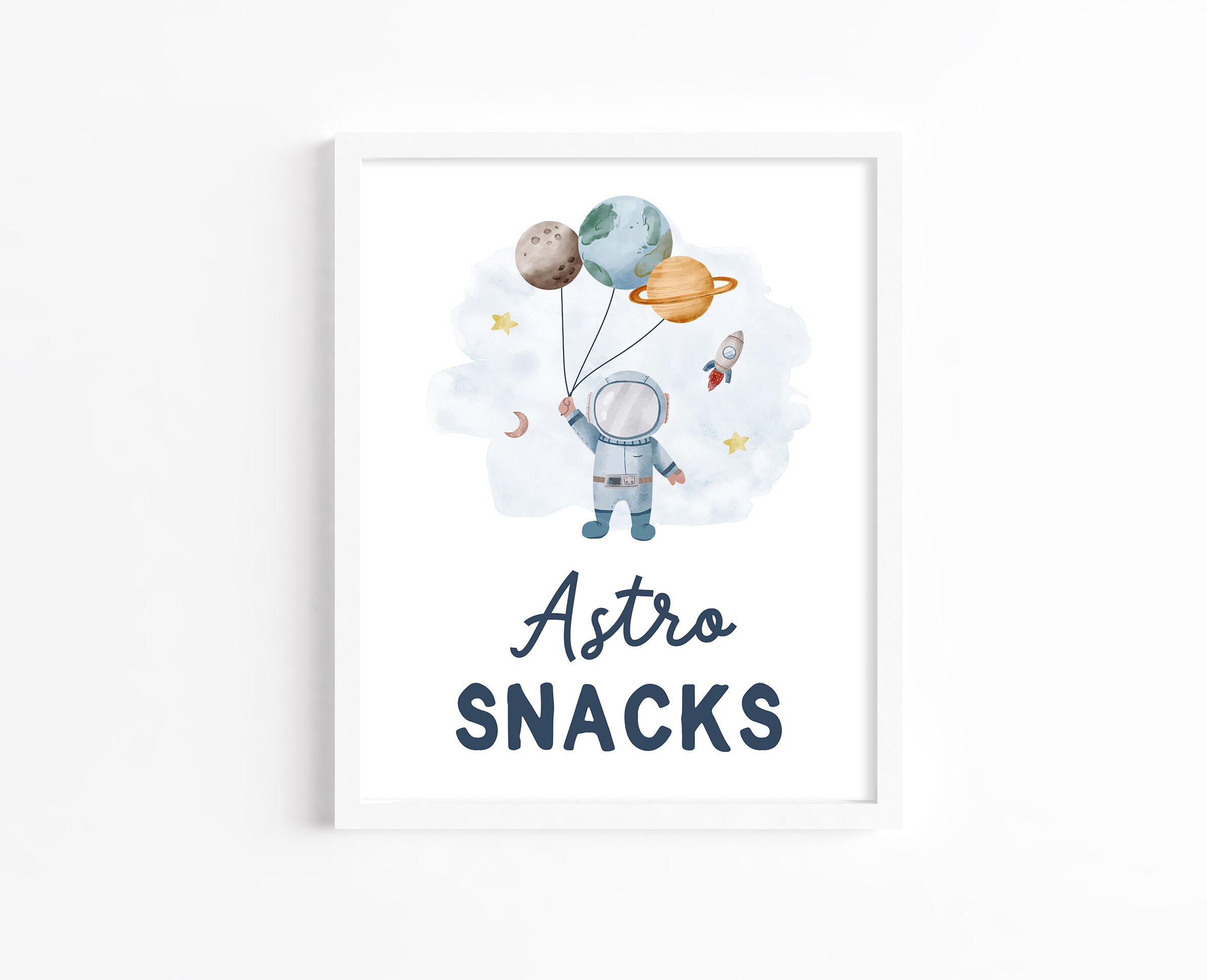 Astro Snacks Space Party Sign Outer Space Birthday Sign Astronaut ...