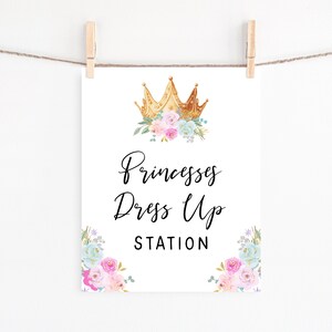 Editable Princess Party Sign Template, Princess Dress up Station Party ...
