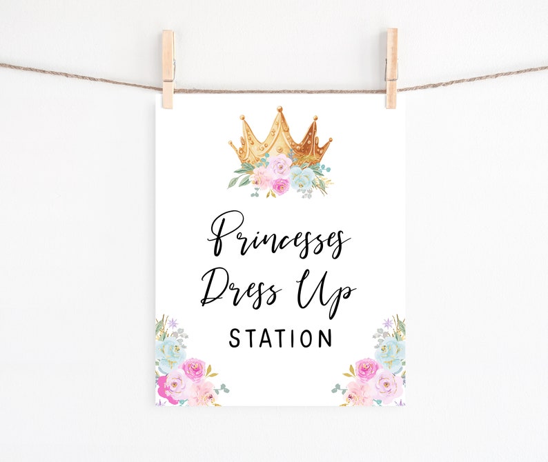 Editable Princess Party Sign Template Princess Dress up - Etsy