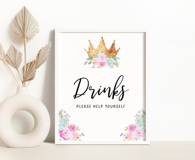 Editable Princess Party Sign Template Drinks Table Sign - Etsy Australia