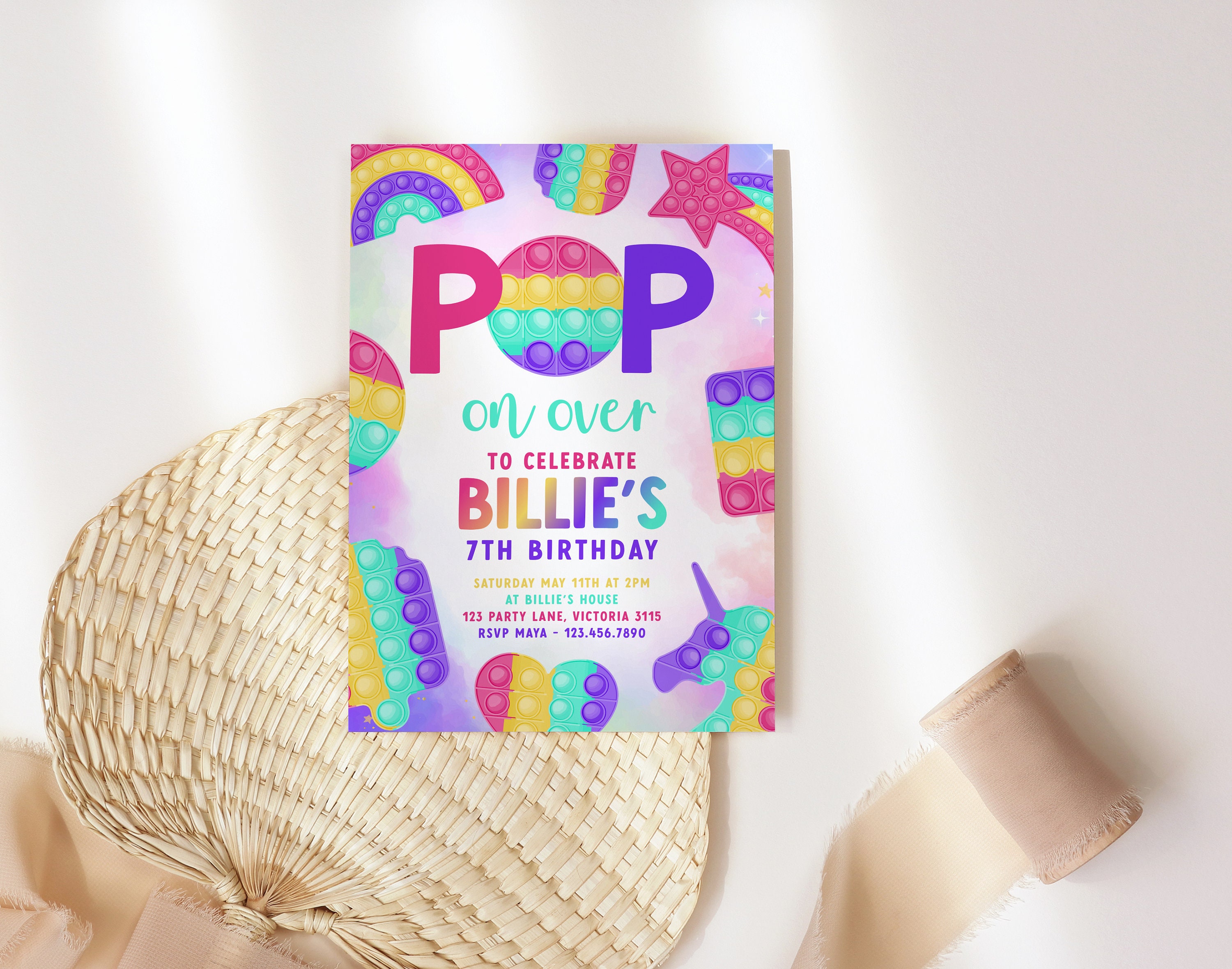 Pop It Birthday Invitation Template Printable Instant - Etsy Australia