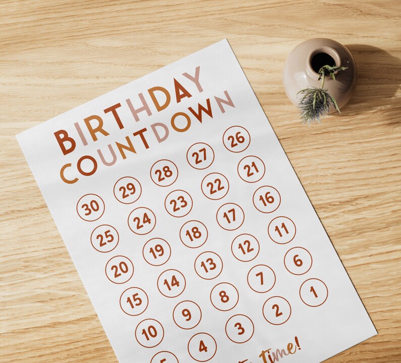 Birthday Countdown Printable Template, Kids Bday Party Countdown ...